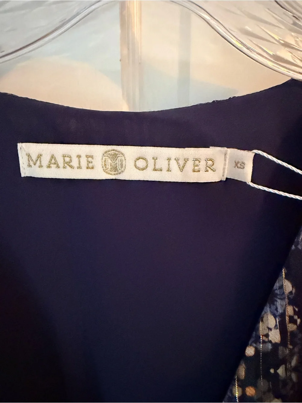 Marie Oliver | Dresses | Marie Oliver Navy Floral Midi Dress With Gold ...